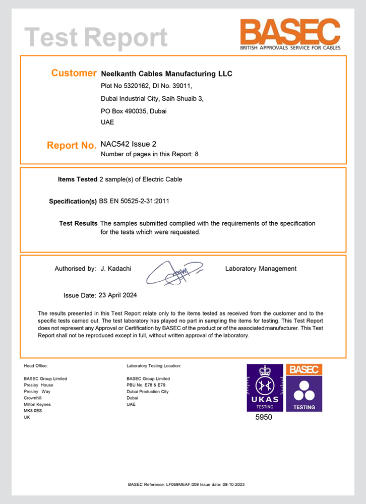 Quality & Certifications | Neelkanth Cables Manufacturing LLC